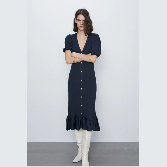 Zara | Dresses | Zara Ribbed Midi Dress | Poshmark
